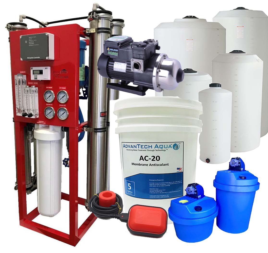 8000 GPD Complete Commercial Reverse Osmosis Water System with Tank an